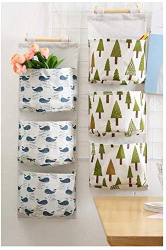 GUAGLL Home Storage Bag Three Pockets Household Wardrobe Door Wall-Mounted Storage Bag for Toys Socks, Clothes