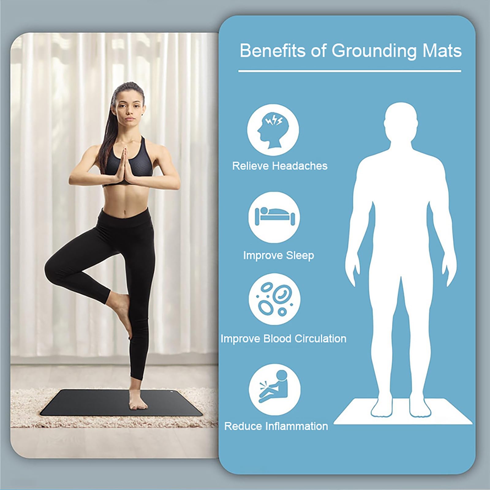 BSKJMMP Grounding Pads for Feet 24'' x 35" Grounding Mat Earth Connected Therapy Mat for Working Relaxing Earth Grounding Sheet for Bed Desk