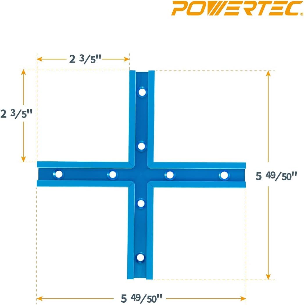 POWERTEC 71694 1-33/64" T-Track Inline and Short Stop Kit, T Track Stop Block for T-Track Woodworking, Sanding, and Routing, 4 Count, Pack of 1