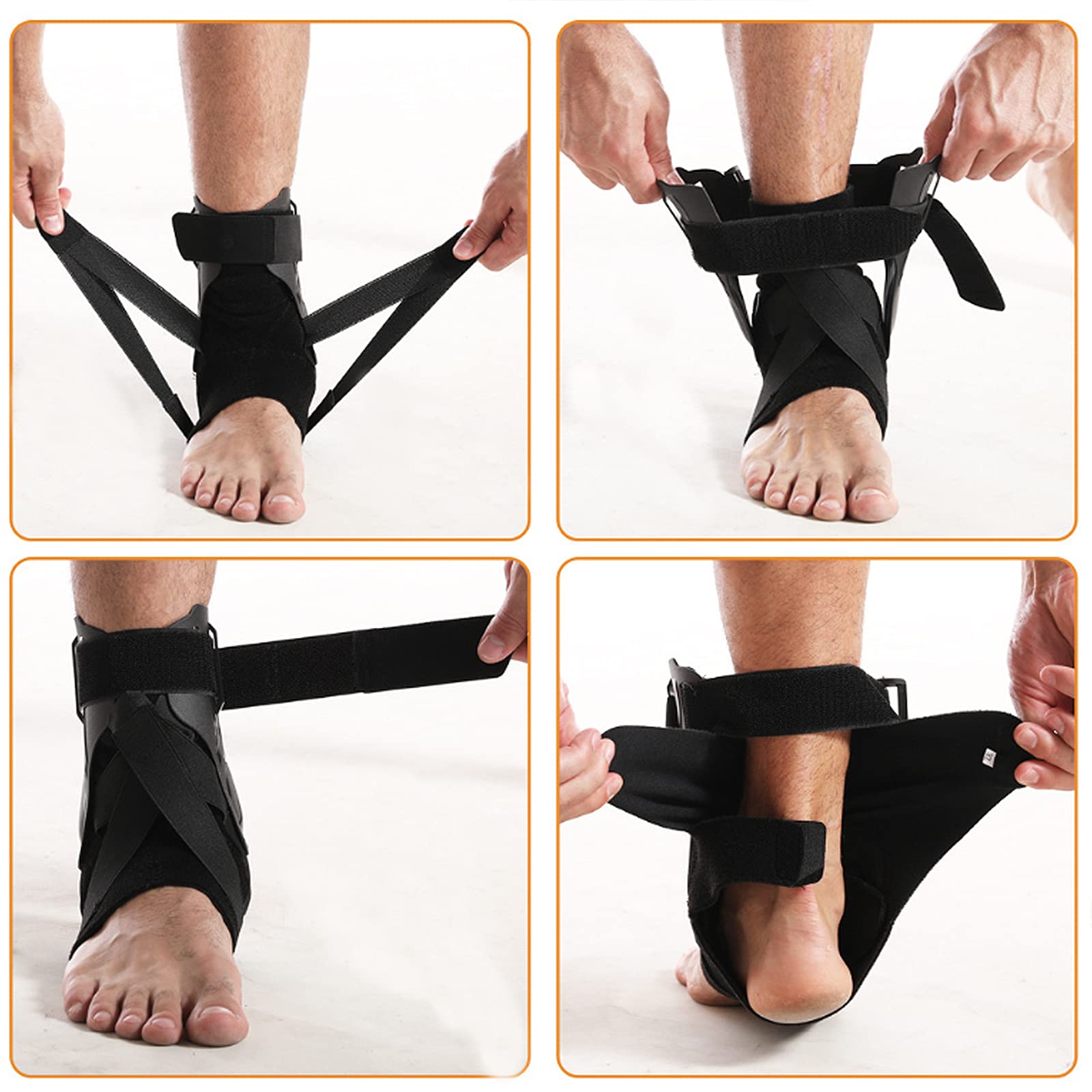 Ankle Brace Compression Ankle Stabilizer with Splint for Kids Adults, Adjustable Straps Ankle Support Brace Foot Protector Wrap for Arthritis Tendonitis Sprained Ankles Injury Prevention Recovery