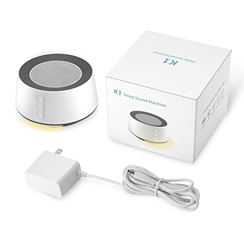 White Noise Machine with 14 High Fidelity Soundtracks, 10 Level Night Lights, Full Touch Metal Grille and Buttons, Timer and Memory Features, Plug in, Lullaby Machine for Baby, Adults