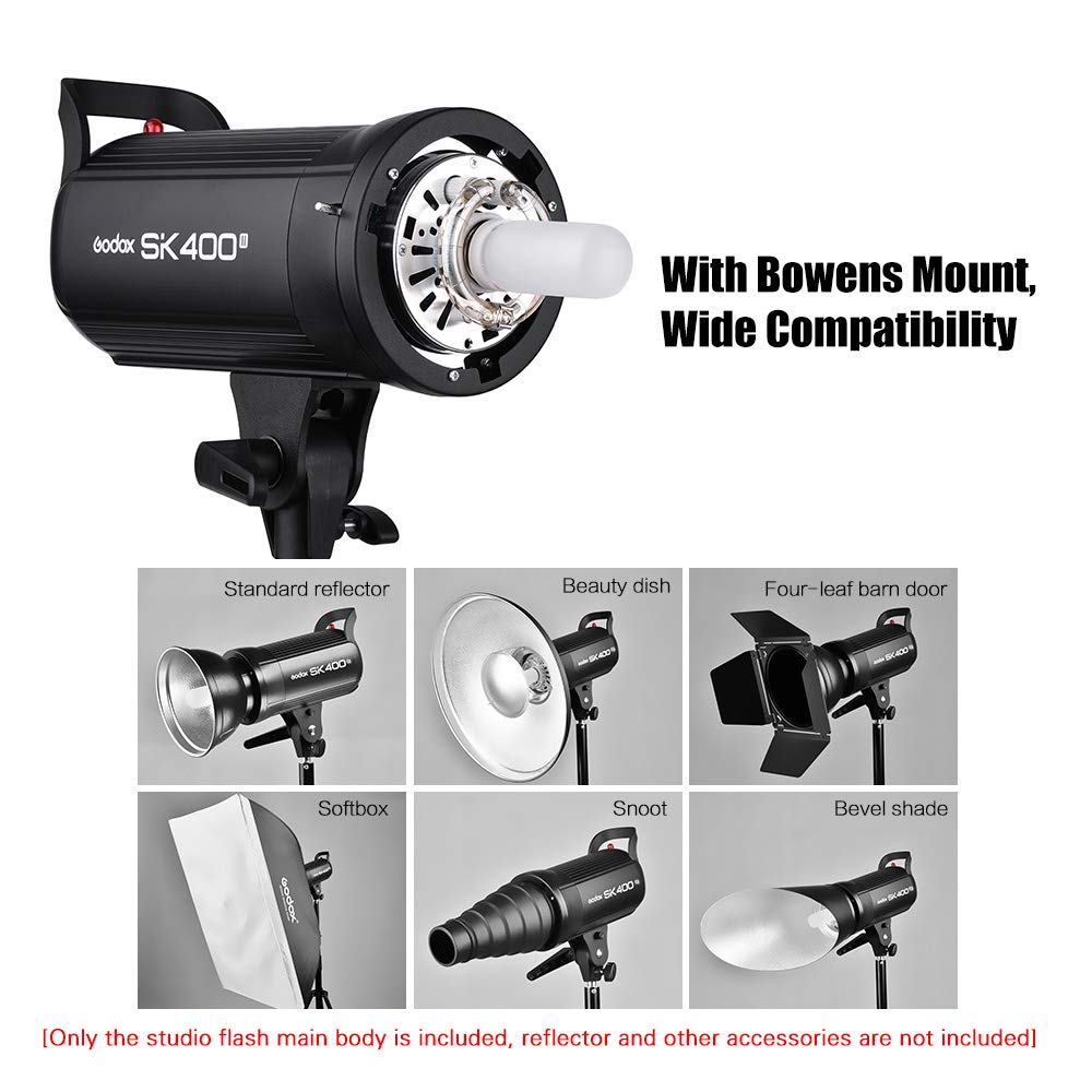 GODOX SK400II Studio Flash Strobe Light Built-in Godox 2.4G Wireless X System GN65 5600K with 150W Modeling Lamp for E-Commerce Product Portrait Lifestyle Photography+ Godox Barn Door Barndoor Kit