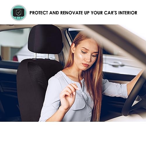 FH Group Car Seat Covers Front Set Premium 3D Air Mesh - Low Back Car Seats with Removable Headrest, Universal Fit, Automotive Seat Cover, Airbag Compatible Car Seat Cover for SUV, Sedan, Van Black