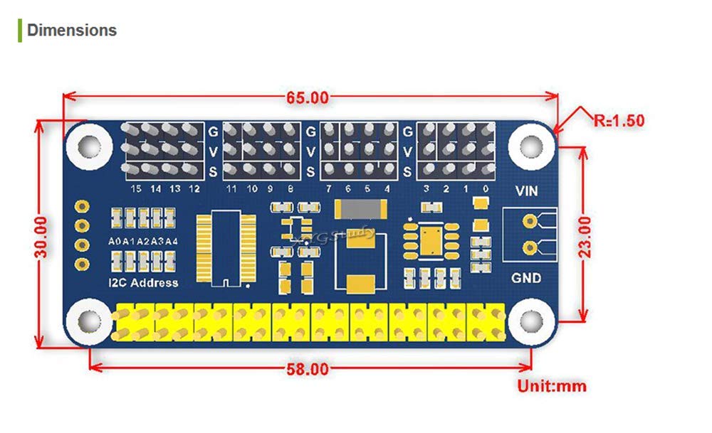Servo Driver HAT 16-Channel 12-bit I2C Interface PWM Outputs for Jetson Nano Raspberry Pi Zero/Zero W/Zero WH/2B/3B/3B+/4B Supports SG90 MG90S MG996R etc @XYGStudy