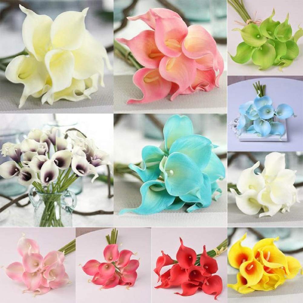 GUCHIS 30pcs Artificial Calla Lily Bridal Wedding Bouquet,Artificial Real Touch Latex Flowers for Home Garden Party Wedding Decoration