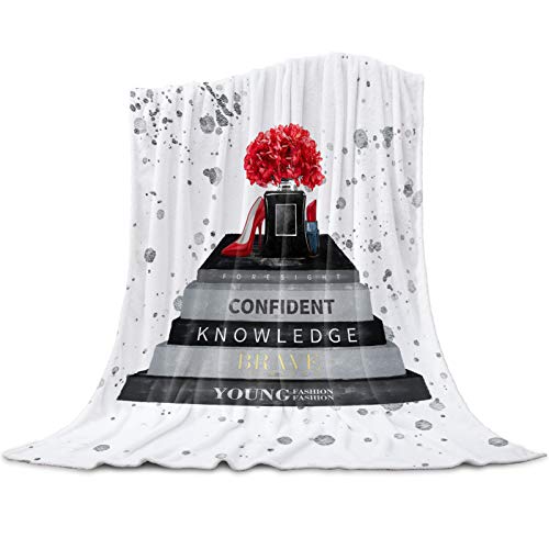 Flannel Throw Blanket Floral Red High Heel Lightweight Fleece Bed Blanket Vertical Soft Warm Blanket All Season Sofa/Couch/Chair for Child Adults 40 x 50 inch