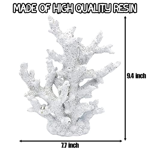 kathson Artificial Coral Ornament Resin Coral Decor for Fish Tank Underwater Sea Plants Decorations Aquarium Landscape (White)