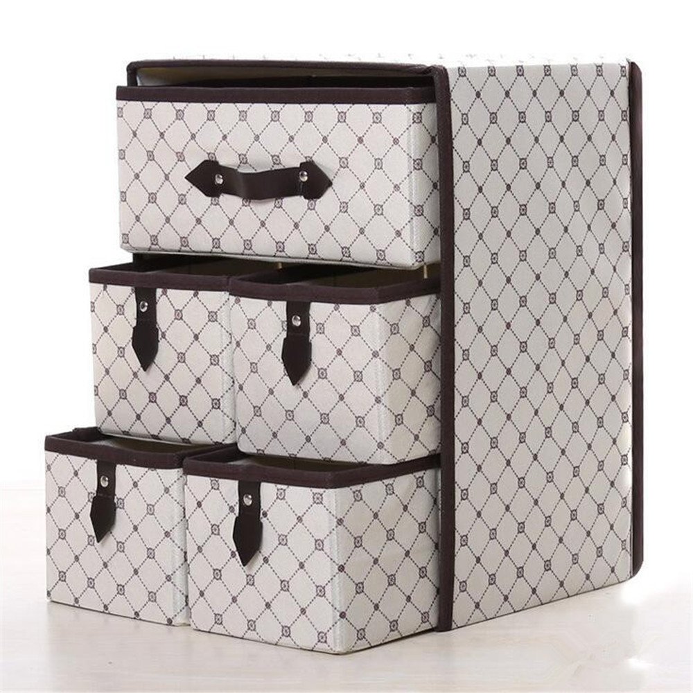 PILER Foldable Storage Box Bra Underwear Closet Organizer Drawer Divider Kit Set of 5 Dark Containers Divider with Drawers (blue)