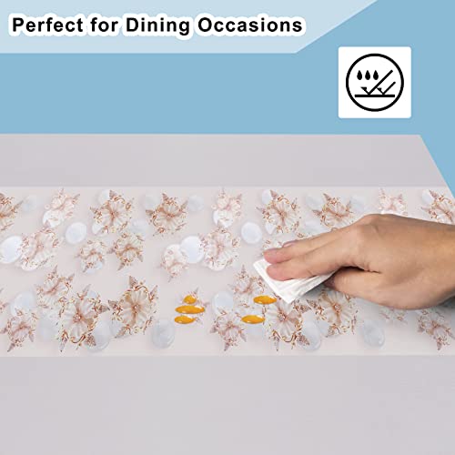 FYY Wipeable Plastic Tablecloth - 55 x 70 Inch Heavy Duty Waterproof PVC Rectangle Tablecloth, Oil Spill Proof, Heat-Resistant, Polyester Backing Plastic Table Cover for Dining, Camping, Picnic, Party