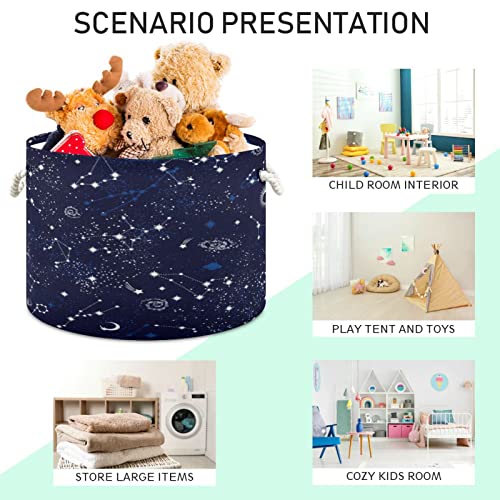 Kigai Cotton Rope Basket Space Galaxy Constellation Sun Moon Large Storage Basket for Toys Blanket Baby Laundry Basket for Nursery, Closet, Bedroom, Home Organization