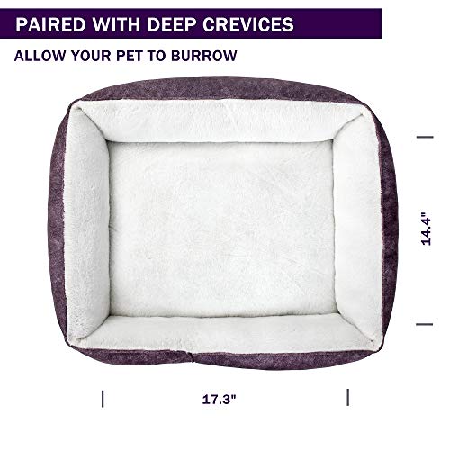 Coohom Rectangle Washable Dog Bed,Warming Comfortable Square Pet Bed Simple Design Style,Durable Dog Crate Bed for Medium Large Dogs (25 INCH, Purple)