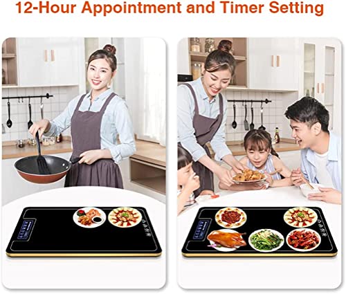 Food Warming Tray Server Electric Food Warmer Office Lunch Hot Plate for Buffets, Parties, Kitchen, with 40-120°C Adjustable Temperature Range, Touch and Timer, Glass Top