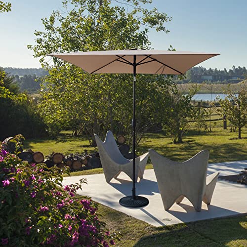 DAVEE Furniture 6.5 Ft Square Market/Patio Umbrella with Tilt and Crank, Perfect for Garden, Lawn,Deck,Backyard and Pool (Tan