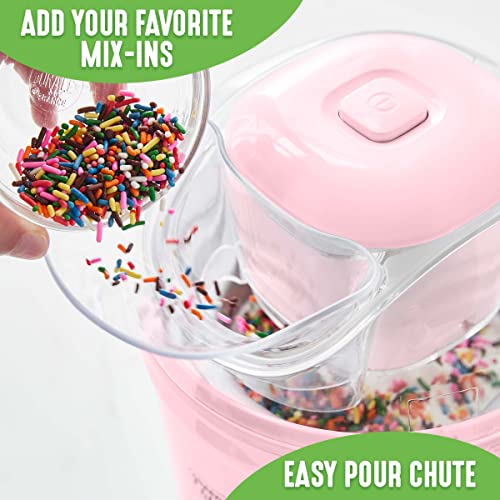 GreenLife 1.5QT Electric Ice Cream, Frozen Yogurt and Sorbet Maker with Mixing Paddle, Dishwasher Safe Parts, Easy one Switch, BPA-Free, Pink