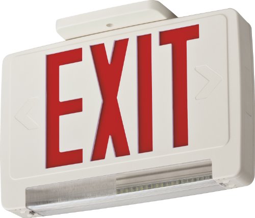 Lithonia Lighting ECBR M6 LED Exit and Emergency Light Bar Combo Fixture with Back Up Battery, 3 Watts, Damp Listed, Red Letters