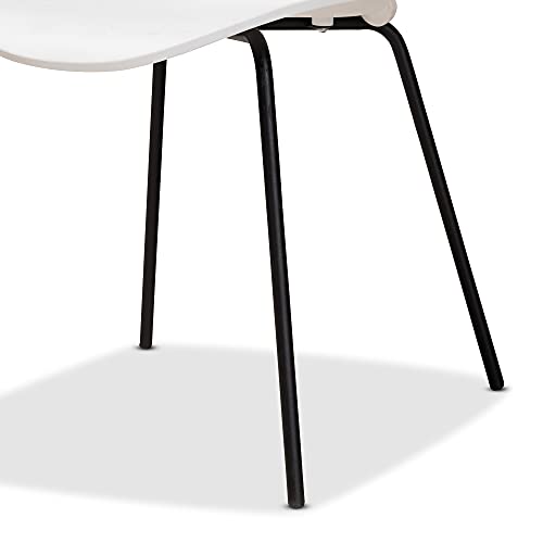 Baxton Studio Jaden Modern and Contemporary White Plastic and Black Metal 4-Piece Dining Chair Set