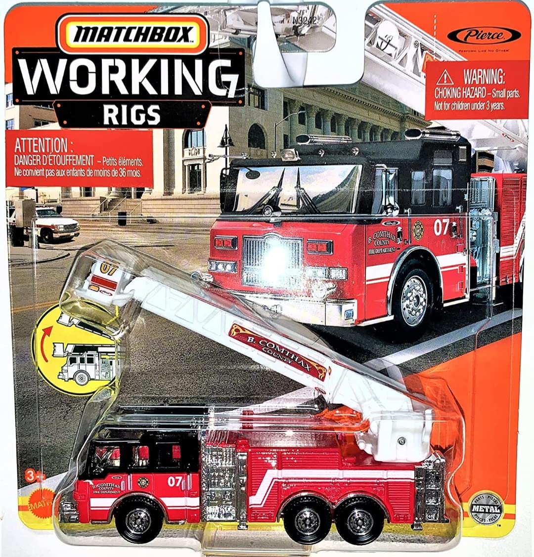 Matchbox Working Rigs Pierce Quantum Aerial Ladder Truck (Red/White) Fire Truck 5/8