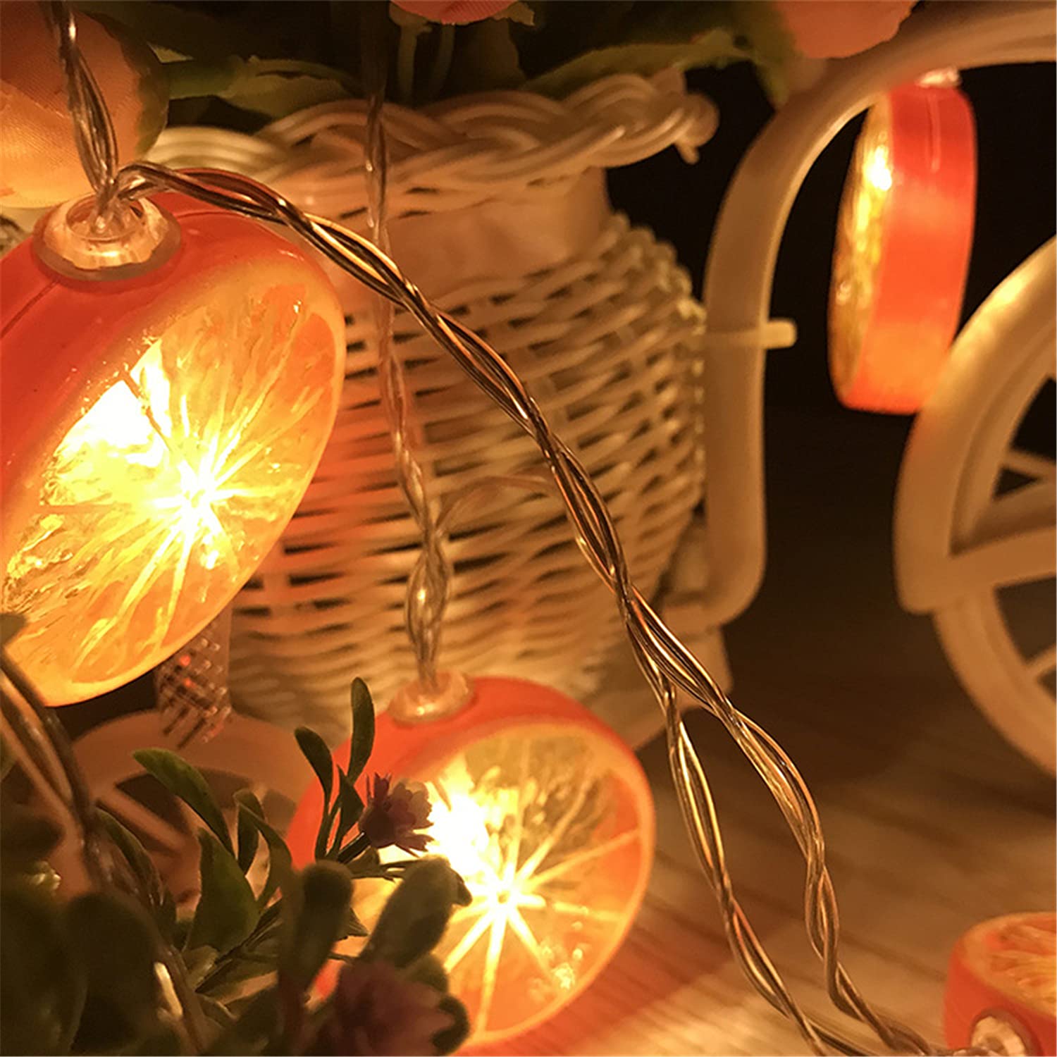 LEKIBOP Fruit String Lights Battery Powered Indoor Outdoor Lighting Lamp Strawberry/Grape/Watermelon/Lemon/Banana for Wedding Home Birthday Garden Yard Patio Party Decorations (Orange Lemon)