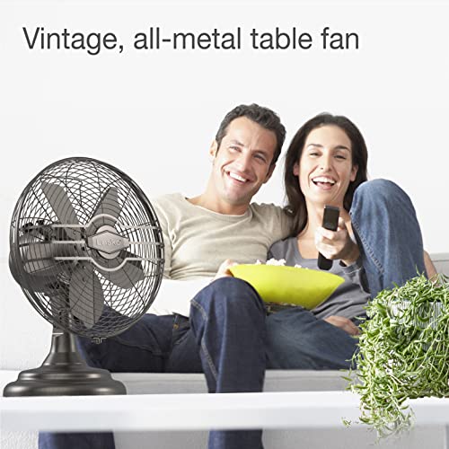 Lasko Oscillating Table Top Fan, Portable, 3 Quiet Speeds, for Bedroom, Kitchen and Office, 17", Bronze, R12210