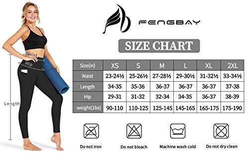 Fengbay 4 Pack High Waist Yoga Pants, Pocket Yoga Pants Tummy Control Workout Leggings 4 Way Stretch Leggings with Pockets