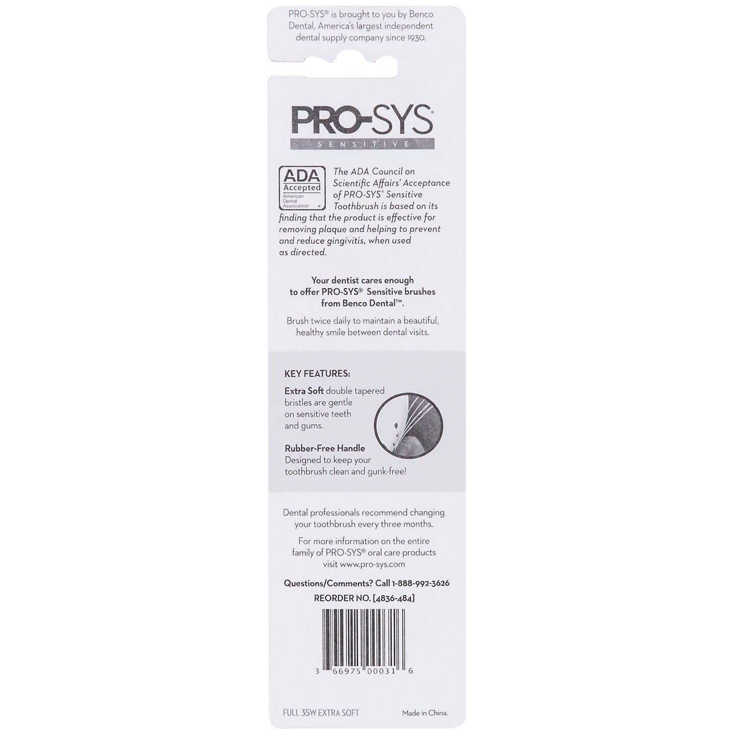 PRO-SYS® Extra Soft Toothbrush with Double Tapered Bristles for Extra Sensitive Gums, Pack of 4 (ADA Accepted)
