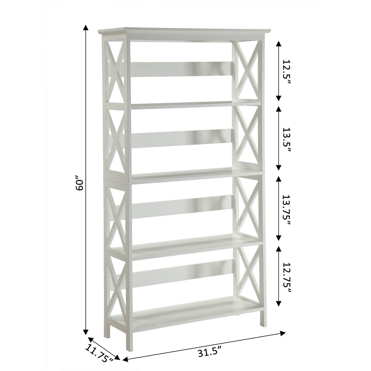 Convenience Concepts Oxford 5 Tier Bookcase, White
