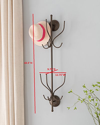 Kings Brand Furniture β Nino Metal 12 Hook Wall Mount Coat & Hat Rack, Pewter