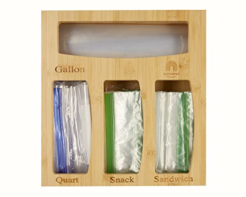 Jaza Goods | Ziplock Bag Storage Organizer and Dispenser for Kitchen Drawer | Wall Mountable | Compatible with Gallon, Quart, Sandwich & Snack Size Bags