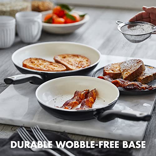 GreenPan Rio Healthy Ceramic Nonstick 8" and 10" Frying Pan Skillet Set, PFAS-Free, Dishwasher Safe, Black