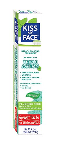 Kiss My Face Triple Action Gel Fluoride Free Toothpaste, 4.5 Ounce (Pack of 3)