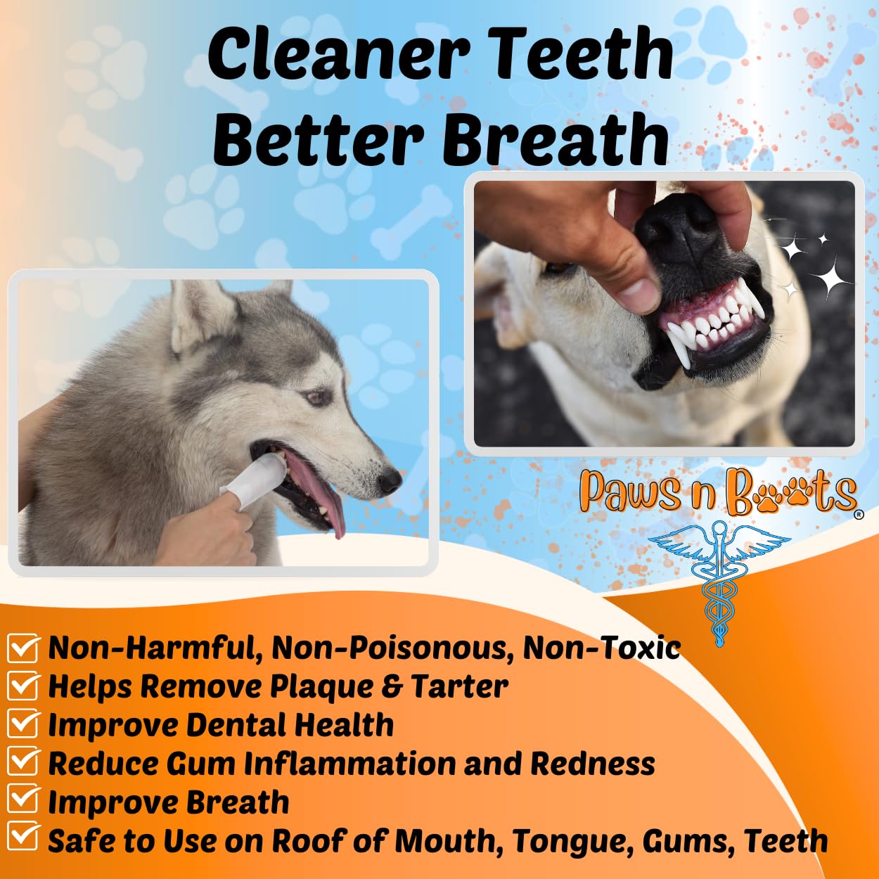 Multi-Purpose All-Natural Pet Finger Wipes, Organic, Safe, Non-Toxic Formulated Pre-Moistened Wipes. Remove Plaque & Whiten Teeth, Clear Ear Wax/Dirt Buildup, Soothe Dry Skin Folds, Remove Tear Stains