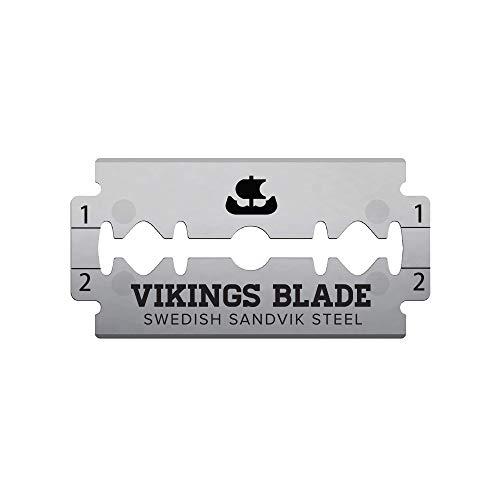 Double Edge Safety Razor Blades, Swedish Steel, 50 Count, by VIKINGS BLADE, Platinum Coated Replacement Razor Blade & Refills, Eco Friendly, Smooth, Close, Clean Shaving Blades, Semi-Aggressive & Safe