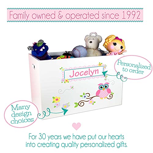 My Bambino Personalized Dinosaur Toy Box for Boys Custom White Wooden Theme for Kids Bin Child Safe with No Lid Storage Playroom Nursery