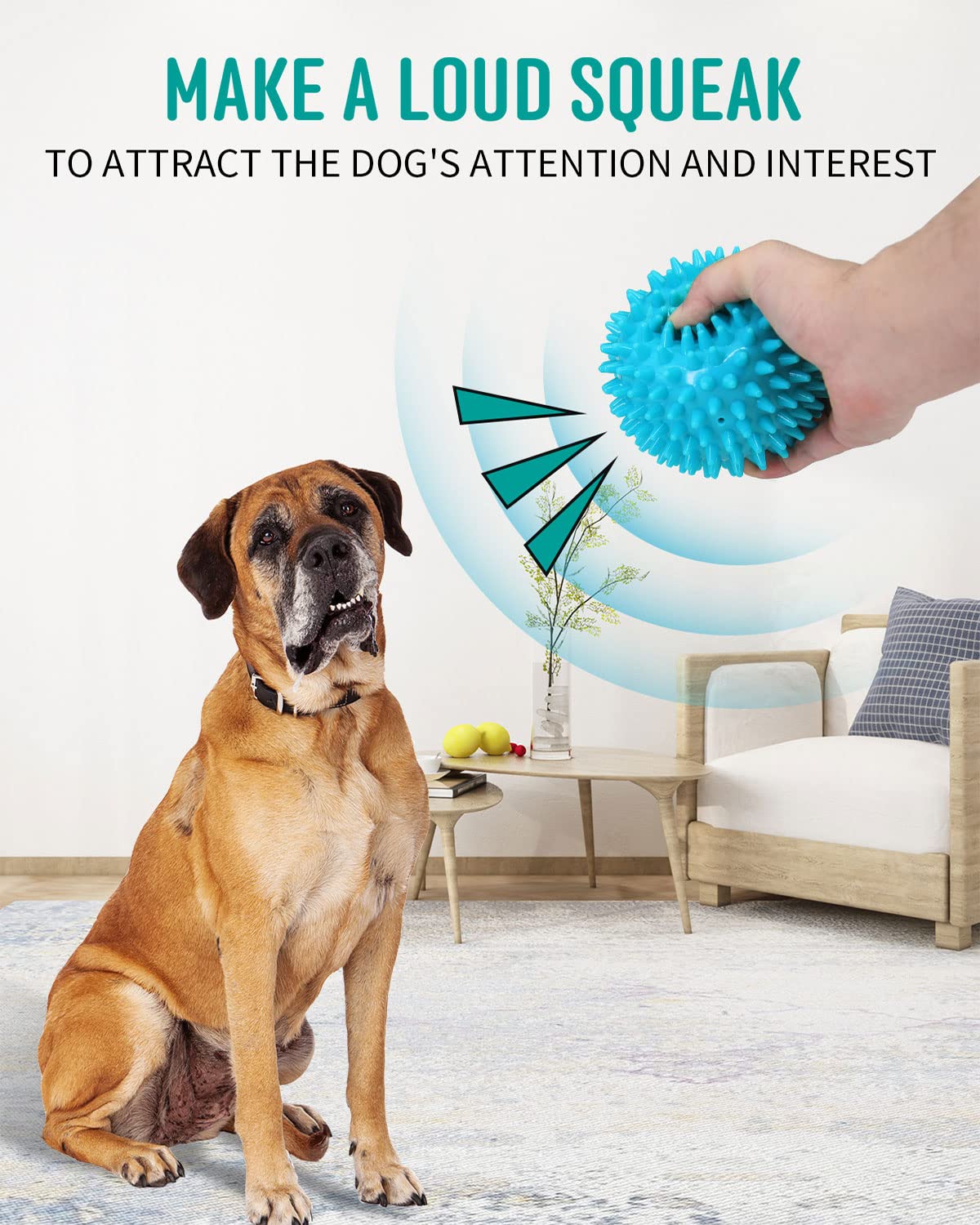 Pweituoet 2 Pack 4.5β Heavy Duty Squeaky Dog Ball for Medium Large Dogs, Spikey Dog Ball Toys for Clean Teeth and Training, Large Dog Toys for Aggressive Chewers