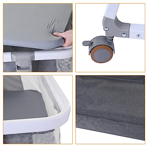 layjense Baby Bassinet Bedside Sleeper for Baby,Easy to Assemble Bassinets for Baby/Infants,Crib Easy Folding Portable Crib All mesh 2023 New
