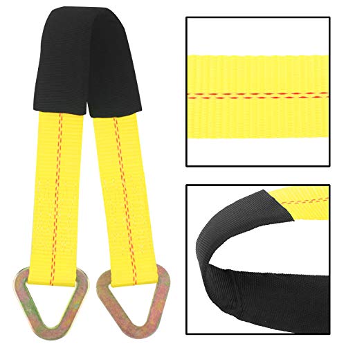 Robbor Axle Strap with D-Ring and Protective Sleeve 36 in. x 2 in Axle Tie Down Straps Offer 3333 Lb. Capacity (WLL) 10,000 Breaking Strength Heavy Duty Car Axle Tow Straps