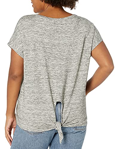 Amazon Brand - Daily Ritual Women's Supersoft Terry Dolman Short-Sleeve Tie-Back Shirt, Heather Grey Spacedye, X-Large