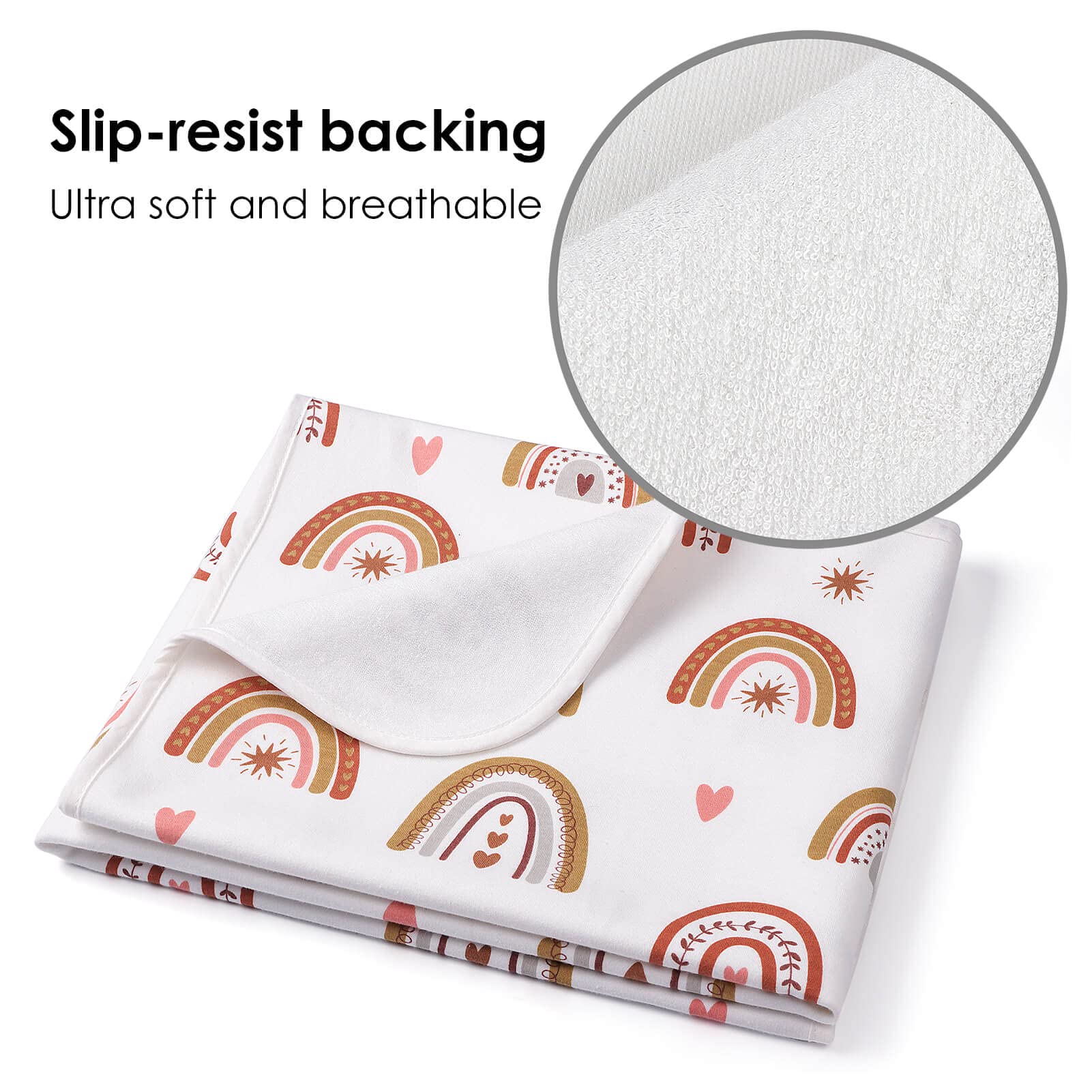ROCCED Baby Bed Pad Waterproof Washable Reusable 31"x40" Large Toddler Mattress Protector Incontinence Pads Sheet Cover Underpads for Kids Adults and Pets Potty Training Mat-Rainbow