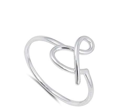 Ampersand & Sign Script English Word Ring Sterling Silver And Band Size 8