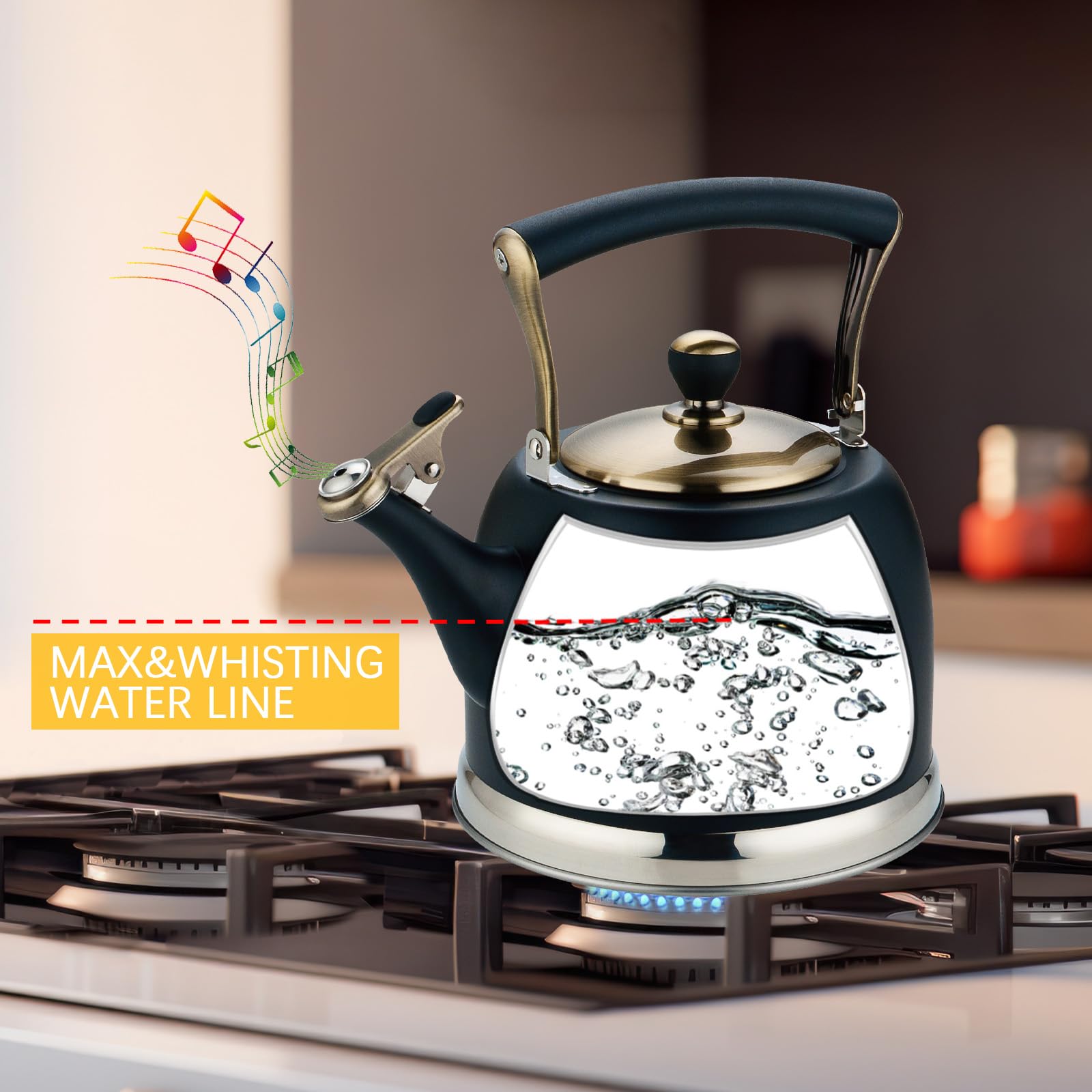 Tea Kettle Stainless Steel Teapot, Stainless Steel Teakettle for Stove Top with Heat Proof Ergonomic Handle 3.0 Quart
