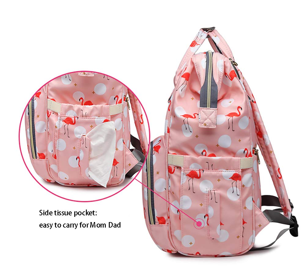 Starte Diaper Bag for Mom/Dad,Flamingo Bag for Women Waterproof Travel Backpack,Spacious Tote Shoulder Bag Organizer,Pink