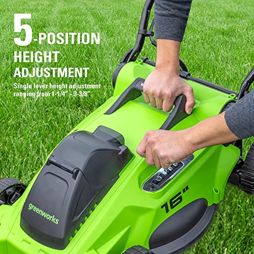 Greenworks 40V 16" TruBrushless⢠Cordless Lawn Mower (Push Button Start / Up To 45 Minutes Runtime), 4.0Ah Battery and Charger Included