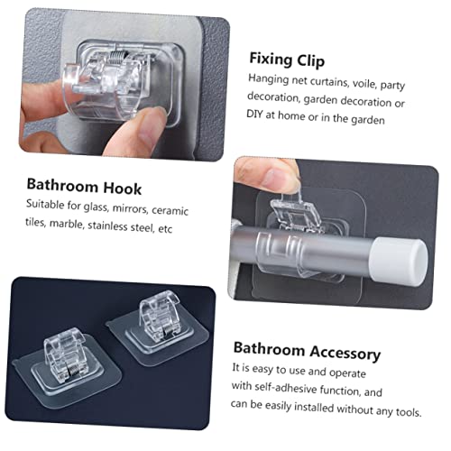FBITE Curtain Tiebacks,Curtain 1Hanging Rod Clamp Shower Rod Hooks Shower Rod Holder Plastic Standbar Hook Curtain Rod Clip Curtain Rod Fixing Clip/Transparent Color/6 * 5 * 4.5Cm