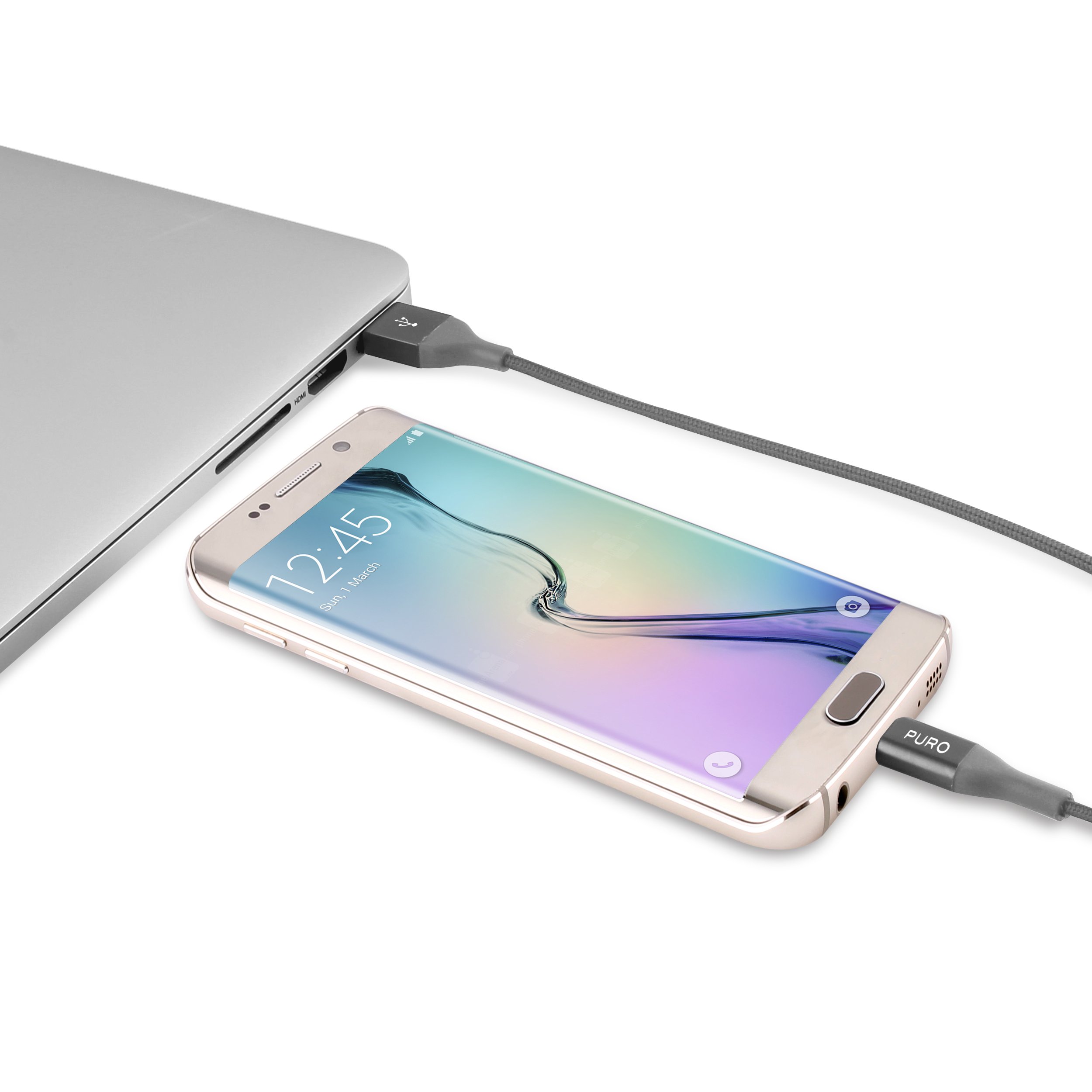 Puro Charge Cable Fabric 1M Gris