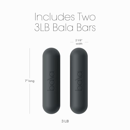 Bala Bars - Set of 2 (3lb Each) | Dumbbell Set | Yoga, Dance, Barre, Pilates, Cardio, Aerobics, Walking | Charcoal