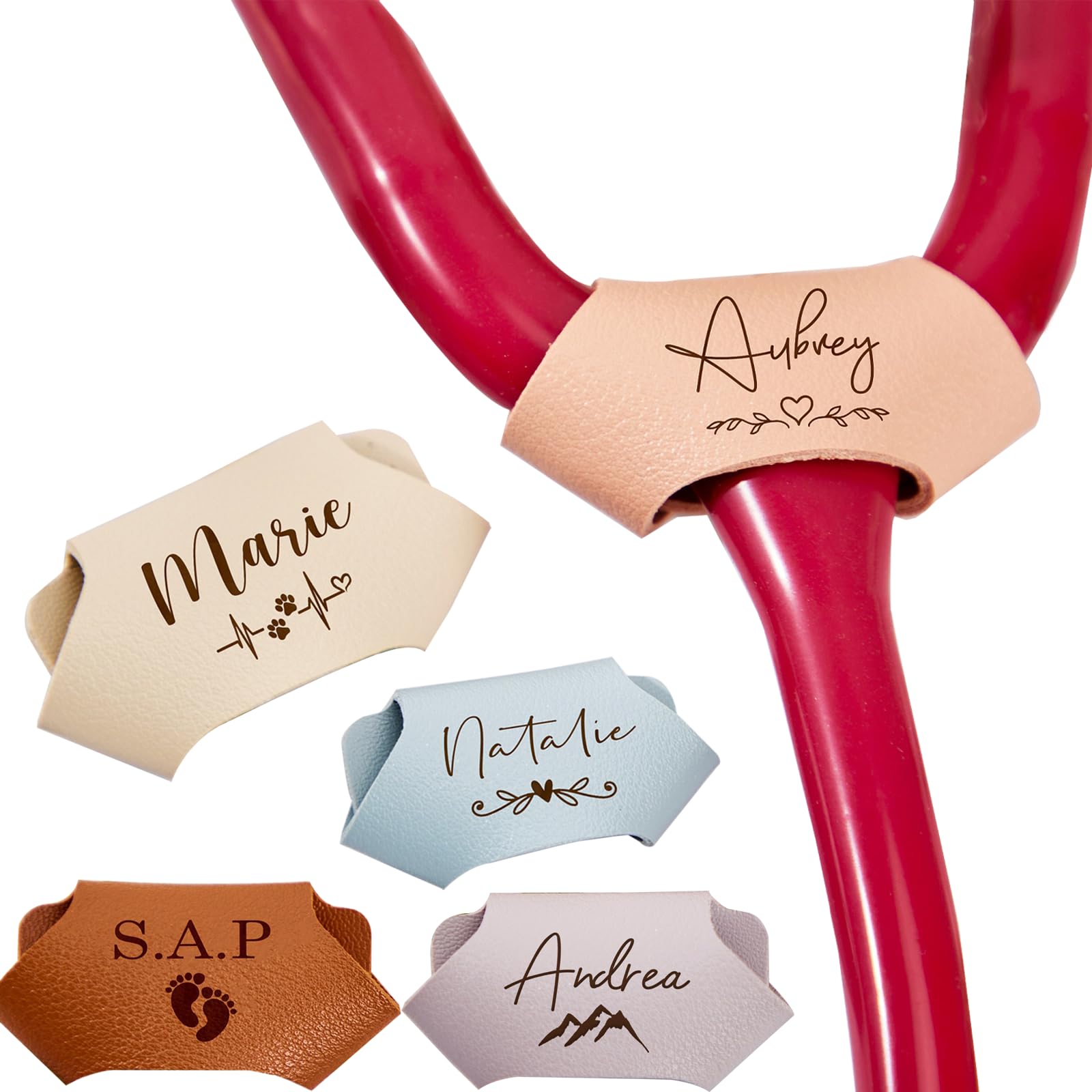 Personalized Stethoscope Name Leather Tag Custom Stethoscope Charms ID Tag Accessorie Nurses Week Gift for Nurse Doctor Vet (Custom)