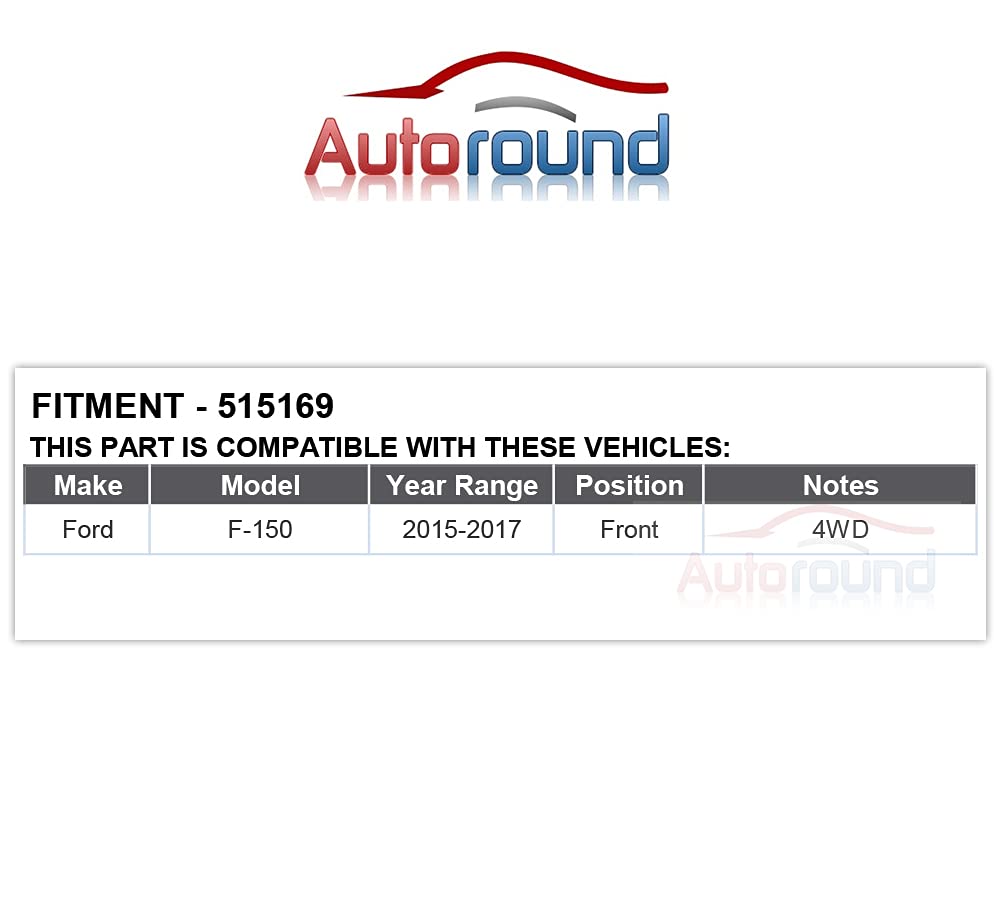Autoround 515169 [2-Pack] 4WD Front Wheel Bearing and Hub Assembly fit for 2015-2017 Ford F-150, Fit Driver/Passenger Side, 6 Lug W/ABS