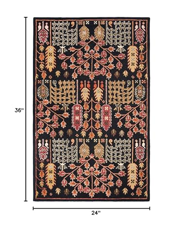 SAFAVIEH Aspen Collection Accent Rug - 2' x 3', Black & Red, Handmade Boho Wool, Ideal for High Traffic Areas in Entryway, Living Room, Bedroom (APN522Z)