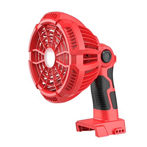 Hipoke Cordless Portable Fan Powered by Milwaukee M18 18V Lithium-ion Battery, Handheld Fan with 9W LED Light, USB Port, Rechargeable fan for Camping Tent Office Travel, Milwaukee Tools Summer Gift