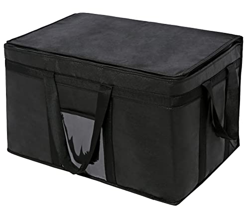 Insulated Food Delivery Bag,Reusable Food Warmer Delivery Bags for Hot and Cold,Collapsible Large Capacity and Durable, Suitable for Travel,Car,Camping (XXXL, Black)